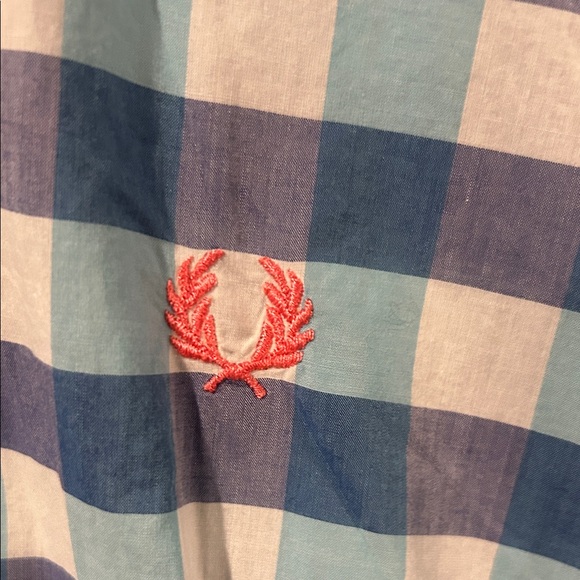 Fred Perry | Shirts | Blue And White Checkered Shirt With Red Logo Fred ...